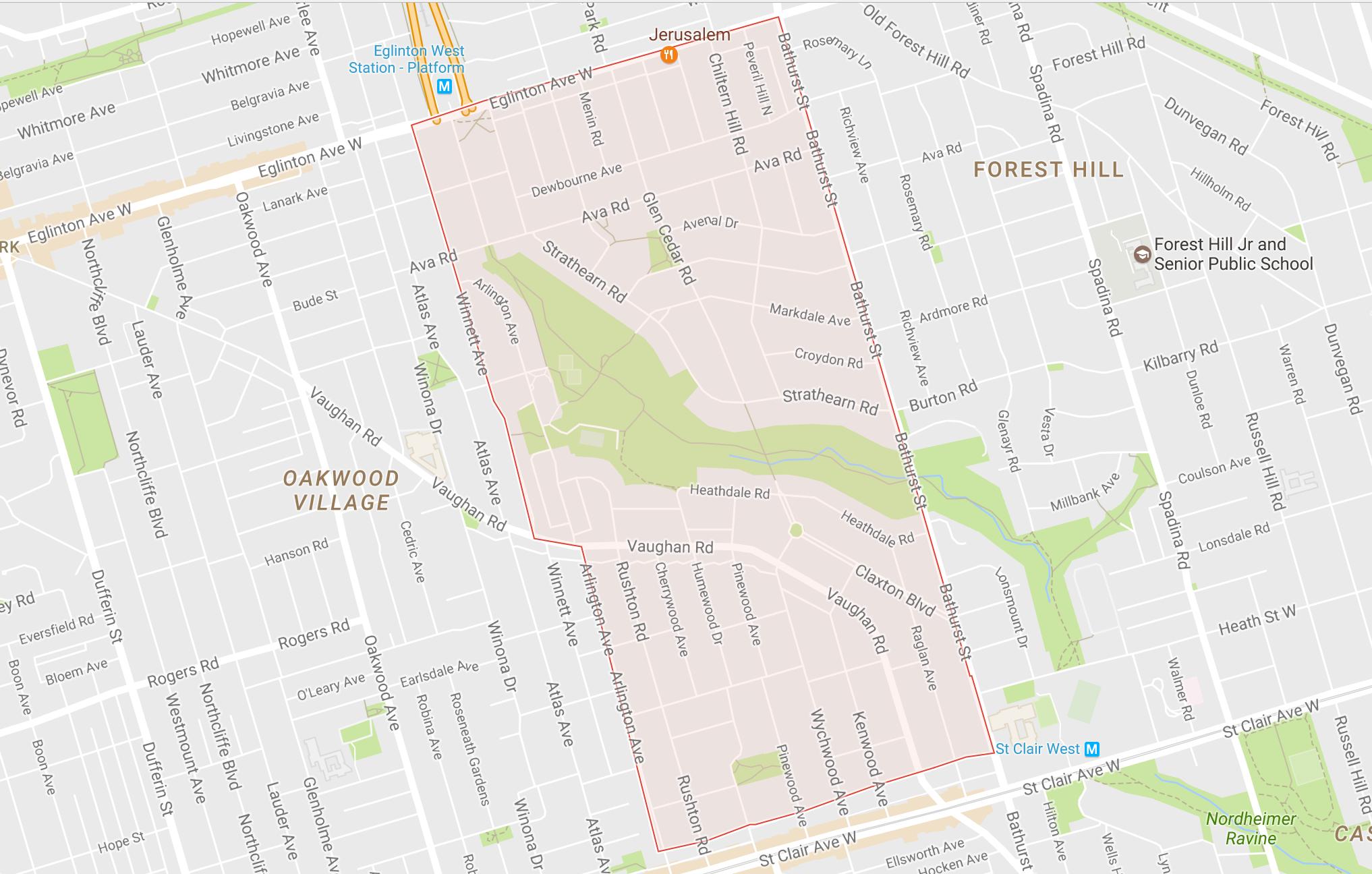 Humewood–Cedarvale bairro de Toronto mapa - Mapa de Humewood–Cedarvale ...