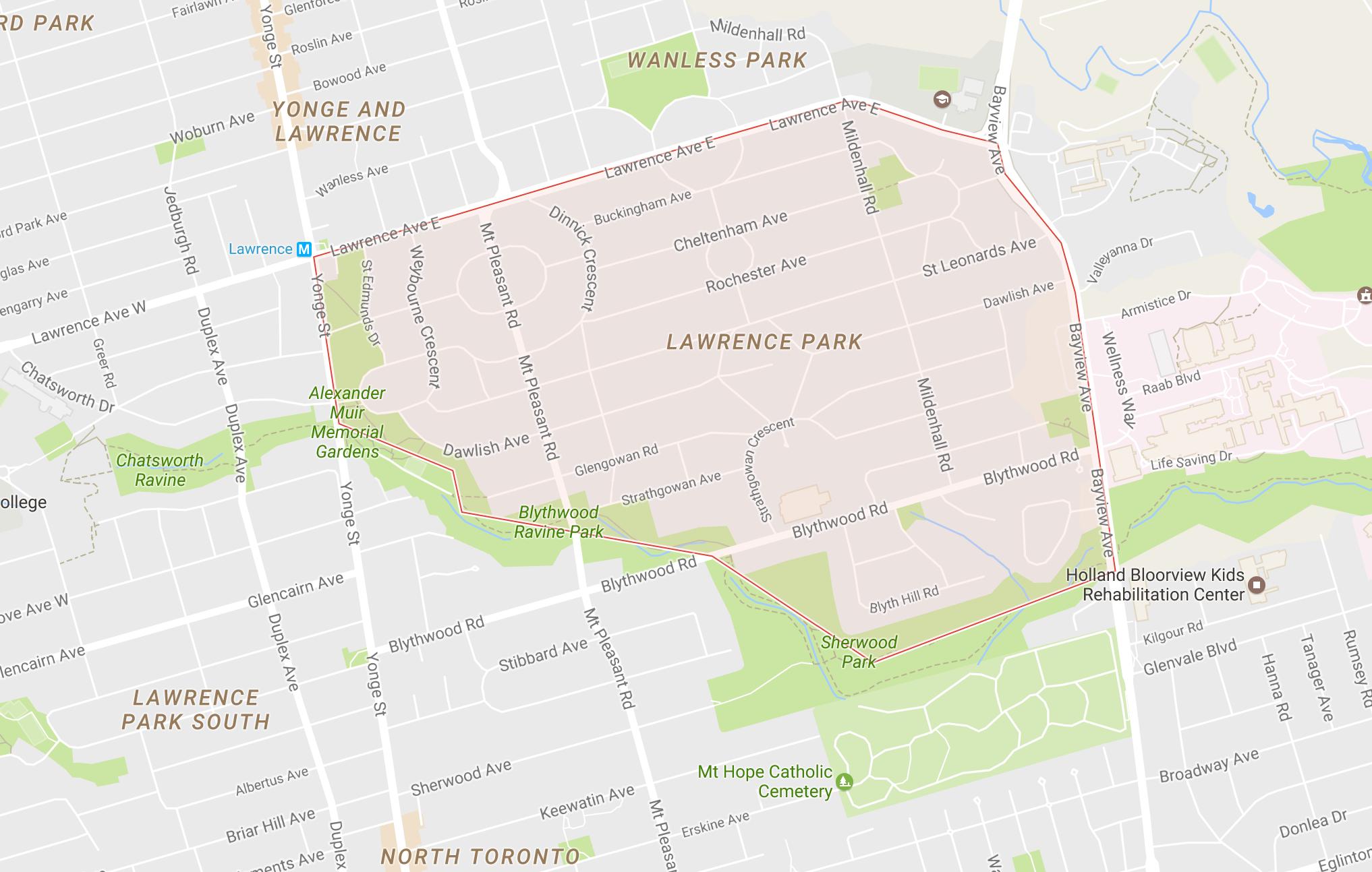 Lawrence Parque bairro de Toronto mapa - Mapa de Lawrence Parque bairro ...
